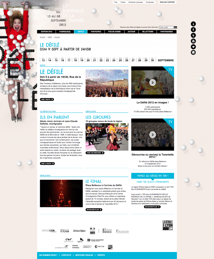 Site Internet de la Biennale de la Danse 2012 - Inook